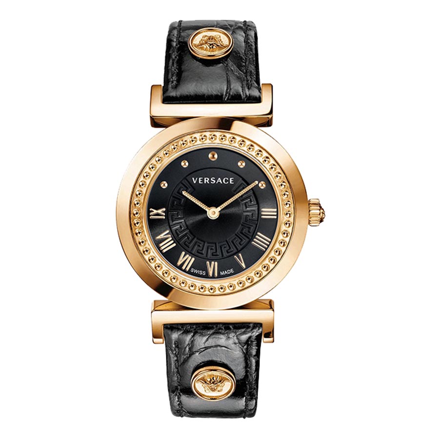 Mua Đồng Hồ Nữ Versace Vanity Women's Croco Watch 35mm Màu Đen Vàng ...