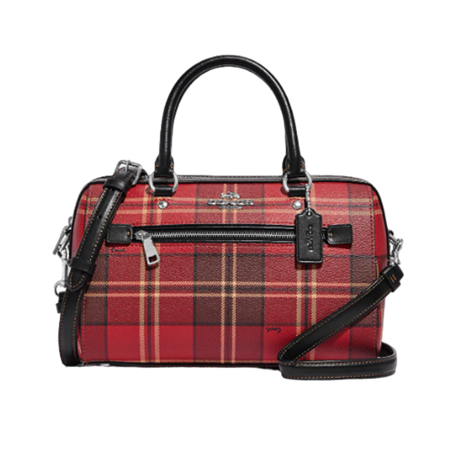 Mua Túi Trống Coach Rowan Satchel With Tartan Plaid Print CC147 Màu Đỏ ...