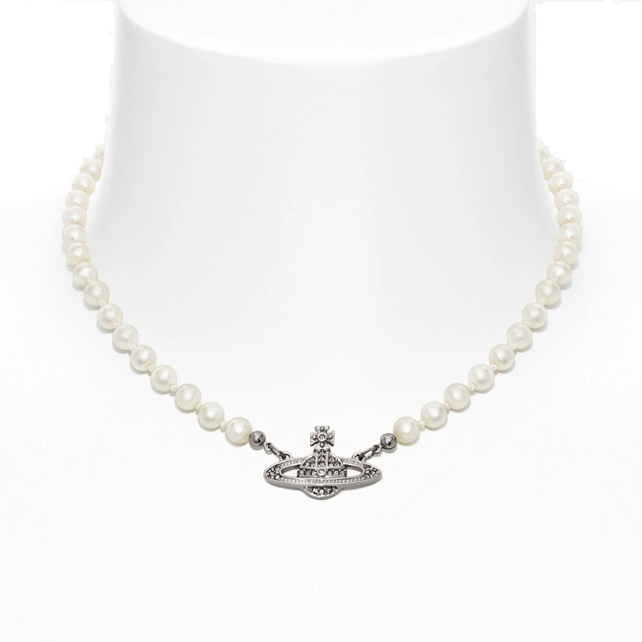 Mua Dây Chuyền Vivienne Westwood Mini Bas Relief Pearl Choker Màu Bạc ...