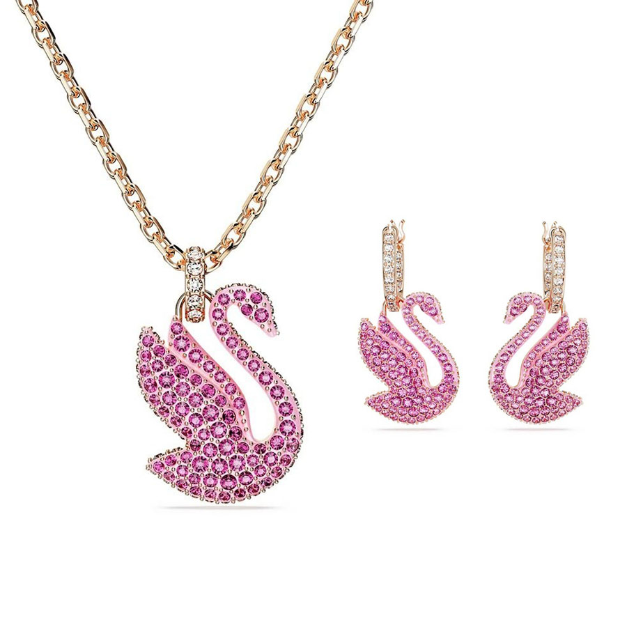 Mua Combo Dây Chuyền Và Khuyên Tai Swarovski Iconic Swan Pink, Rose ...
