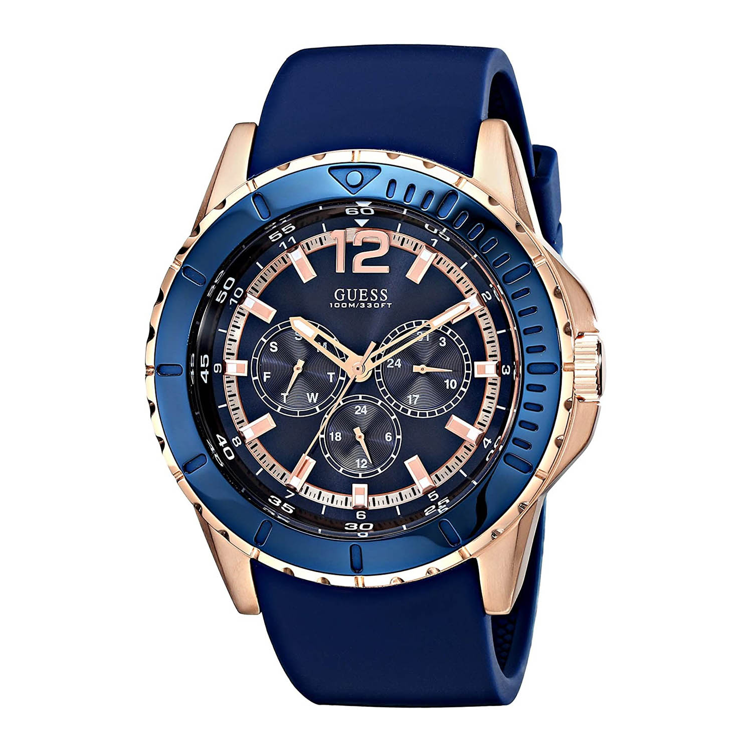 Mua Đồng Hồ Nam Guess Stainless Steel Silicone Casual Blue Gold Watch ...