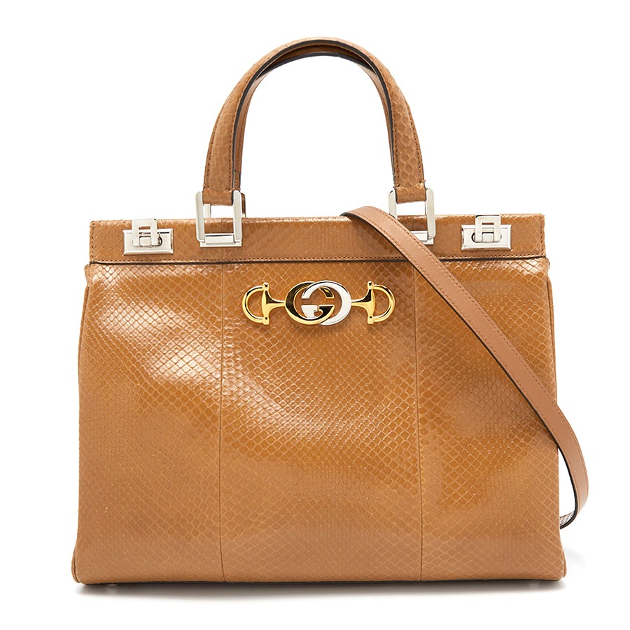 Mua Túi Xách Nữ Gucci Light Brown Python Leather Zumi Tote Bag Màu Nâu ...