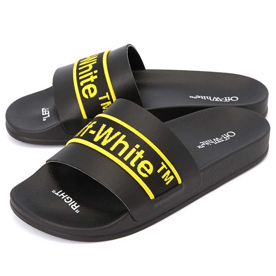 Mua Dép Off-White Industrial Belt Slider Slippers Black Màu Đen Vàng ...
