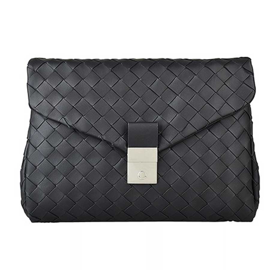 Mua Túi Cầm Tay Nam Bottega Veneta Black Intrecciato Weave Flap Clutch ...